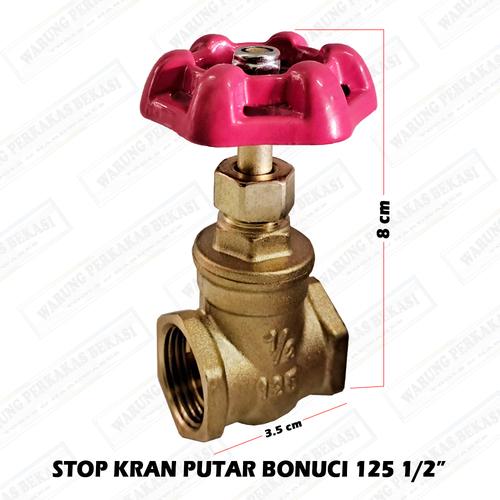 Jual Bonuci Gate Valve Kuningan 1/2" Stop Kran Drat Dalam 125 Keran ...
