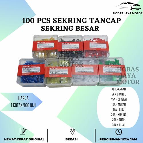 Jual [100 Pcs] Sekring Tancap Mobil Fuse Besar 5A 7.5A 10A 15A 20A 25A ...