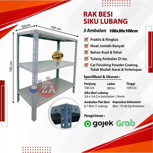 Jual Rak Besi Siku 3 Ambalan Susun Minimalis Serbaguna 100 x 30 x 100 ...