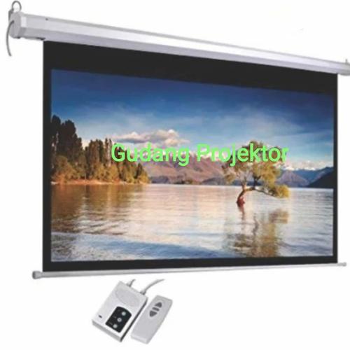 Jual Screen Projector Alpha Motorized 84 inch / Layar Proyektor Alpha ...