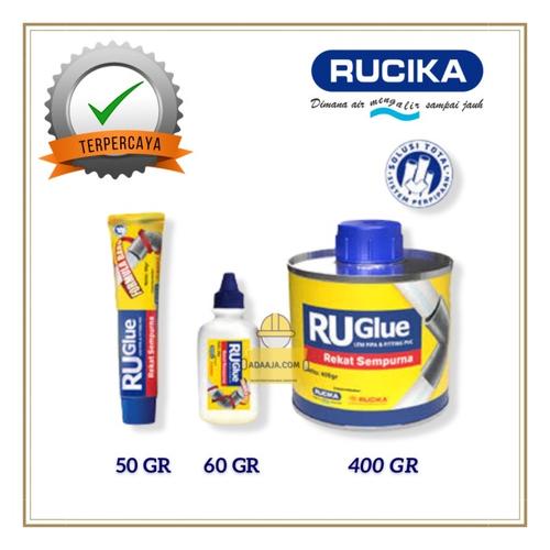 Jual Lem Pipa PVC Kaleng Botol Tube 50 60 400 GR Ruglue Ru Glue Rucika ...