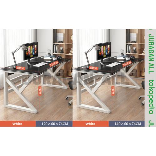 Promo MEJA KOMPUTER KAYU/PC/BELAJAR/KERJA/GAMING/ MEJA RUMAH MINIMALIS - Putih, S:120*60*74cm ...