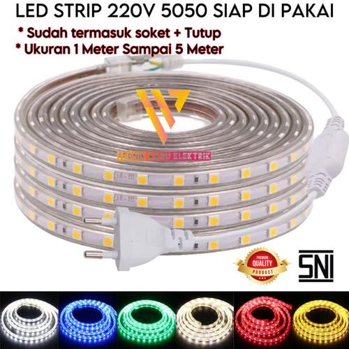 Jual LAMPU LED STRIP 220V AC SMD 5050 SIAP PAKAI LENGKAP TERMASUK SOKET ...