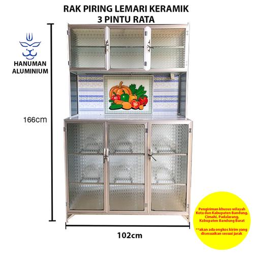 Jual RAK PIRING LEMARI KERAMIK 3 PINTU RATA (GAMBAR/POLOS) **KHUSUS ...