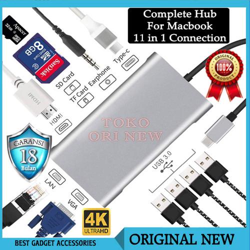 Jual MacBook Pro Air HUB 10 in 1 USB C HDMI VGA AUX LAN 3.0 SD 2019 ...