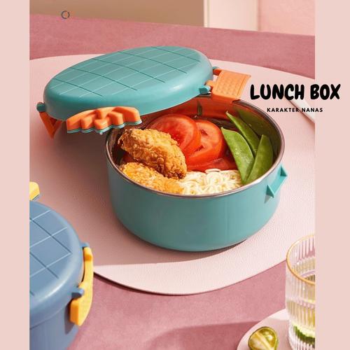 Jual Lunch Box Bulat Karakter Nanas Stainless Steel 1200ml Kotak Bekal ...