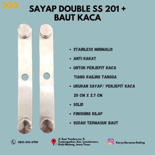 Jual Spider kaca / sayap penjepit kaca / plat strip kaca include baut ...