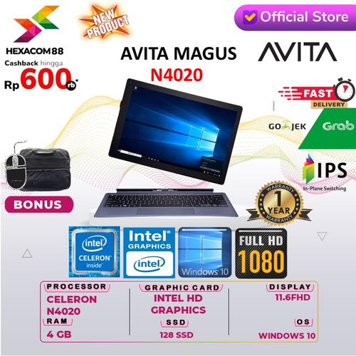 Promo LAPTOP AVITA MAGUS 2IN1 TOUCH N4020 4GB 128GB W10 11.6FHD IPS ...