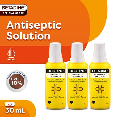 Promo BETADINE SOLUTION Obat Luka Antiseptik 30ml Triple Pack - Kota ...
