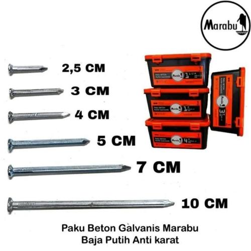 Jual Paku Beton Marabu Putih / Paku Beton 2,5cm, 3cm, 4cm, 5cm, 7cm ...