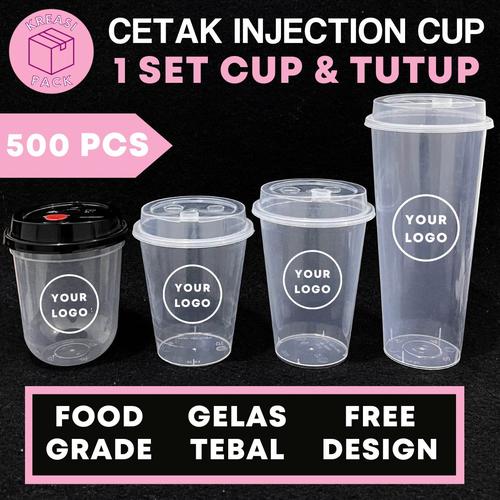 Jual Sablon Gelas Injection Cup Cetak Logo - 12 Oz DATAR, BENING ...