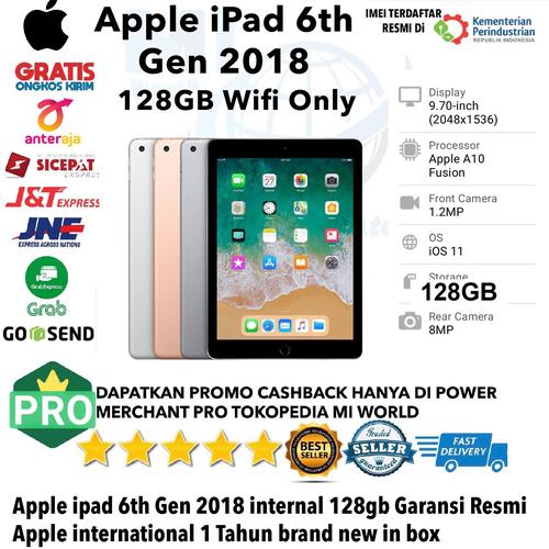 Jual Apple IPad 6 th gen 128 GB 128GB 9.7 inch 2018 Wifi Baru resmi ...