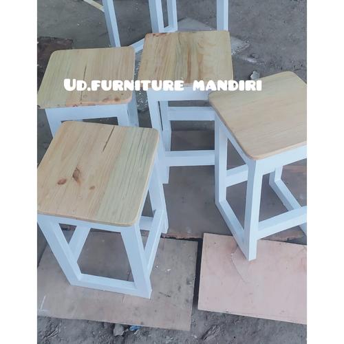 Jual bangku/kursi U caffe kaki putih kayu jati belanda asli 28x28x50 ...