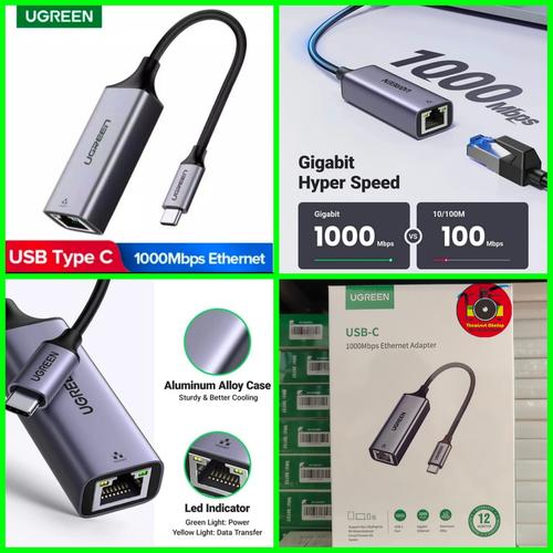 Jual Ugreen USB C Ethernet Adapter USB Type C to RJ45 LAN 50737 ...