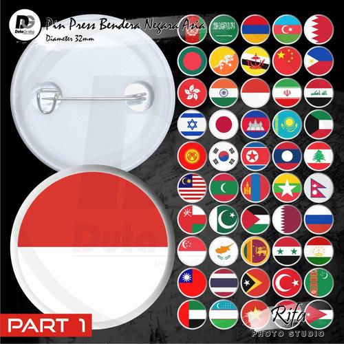 Jual [PIN PRESS] BENDERA NEGARA ASIA Pin Button Bros ASIA PART 1 - Kab ...
