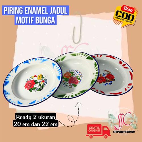 Jual Piring Enamel motif bunga/Kaleng Seng/Jadul/Vintage Kuno 20cm22cm ...