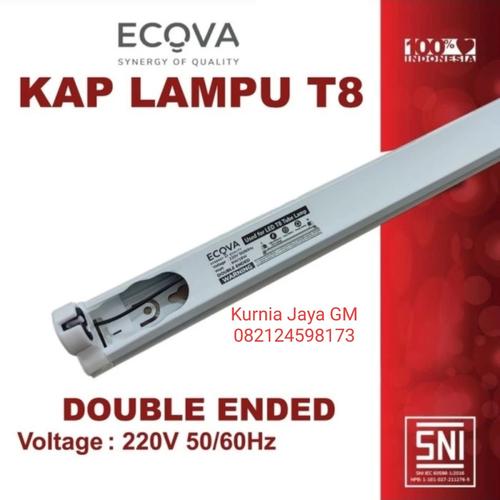 Jual Housing Kap Lampu TL LED ECOVA 60cm 120cm Kap TL T8 LED Double ...