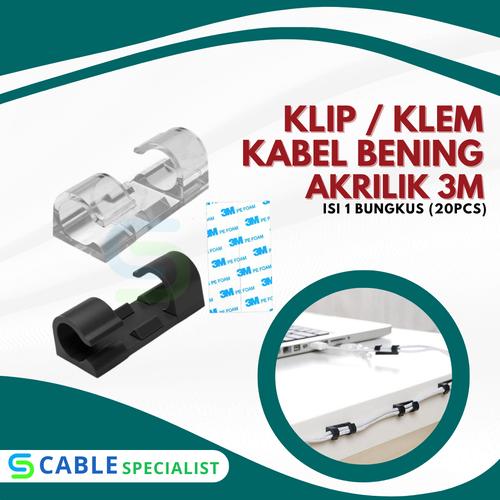 Jual Klip / Klem kabel tempel / Clip cord organizer 3M bening akrilik ...