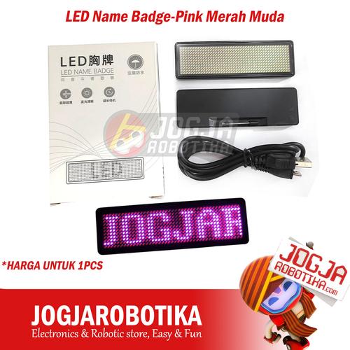 Jual LED Name Badge Papan Nama Name Tag LED Berjalan-Pink Merah Muda ...