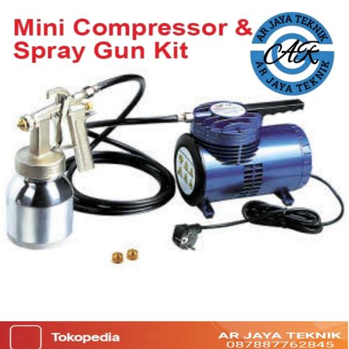 Jual Kompresor Mini Listrik Set Air Copressor & Low Pressure Spray Gun ...
