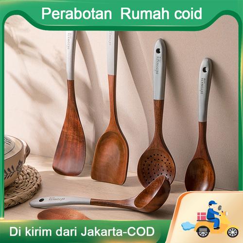 Jual PIRANTI ALAT MASAK WOODEN SPATULA SUTIL SENDOK SAYUR KAYU JATI SET ...