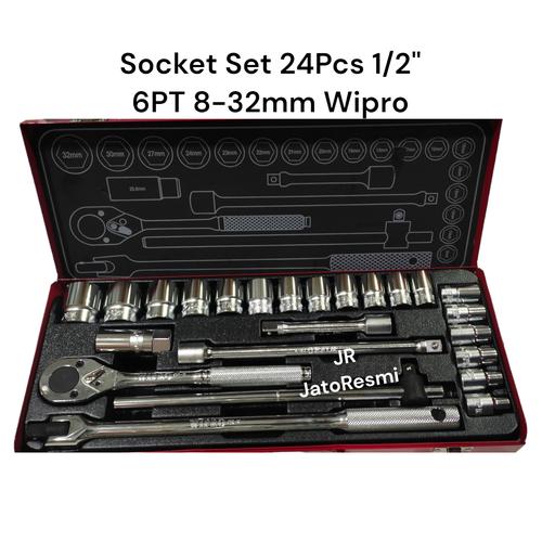 Jual Socket Set 24Pcs Metric RS 16824 Wipro (6PT) Socket 1/2" 8-32mm ...