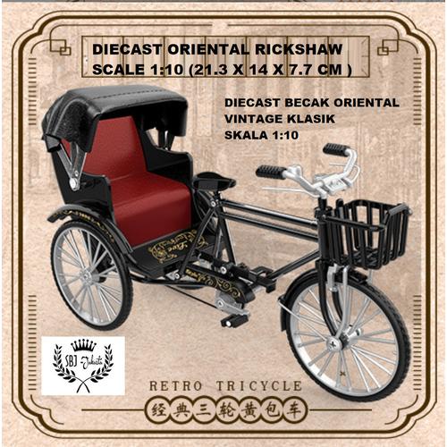 Jual Diecast BECAK ANTIK ORIENTAL RICKSHAW SEPEDA Klasik Skala 1:10 ...