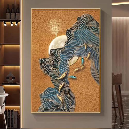 Jual CHINESE ABSTRACT NINE GOLDFISH IKAN WALL DECORATION HIASAN DINDING ...