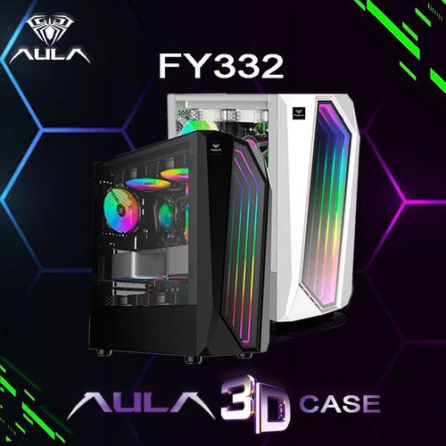 Promo Casing PC Gaming 3D Design AULA FY332 include 3 fans RGB - Putih ...
