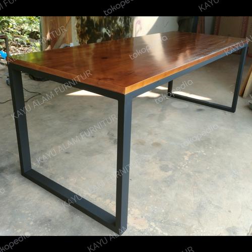 Jual meja kerja,Meja keluarga,meja kantor kayu asli kaki besi holo ...