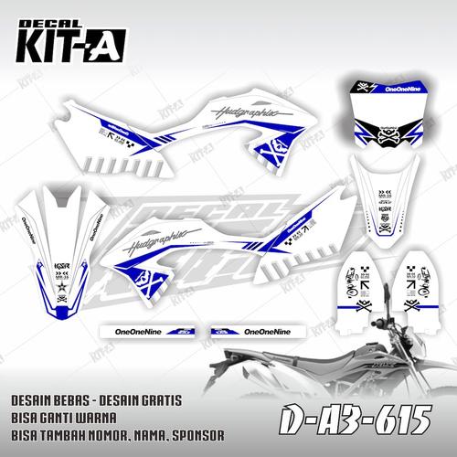 Jual DECAL STICKER KLX BF 150 MOTIF PUTIH LIS BIRU SIMPLE D-A3-615 ...