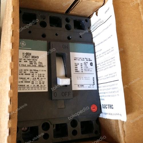 Jual MCCB 3P 90A 600VAC/250VDC GE THED136090 General Electric - Kab ...