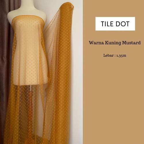 Jual kain tile dot tulle bintik snow meteran warna kuning mustard ...