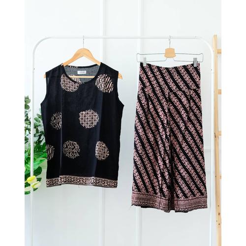 Jual ONE SET BATIK KULOT WANITA ATASAN TANPA LENGAN MOTIF BATIK MODERN ...