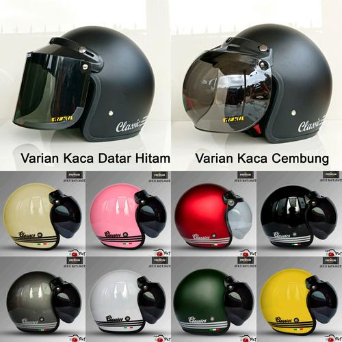 Jual Helm Bogo Classic Retro Garis Dewasa Murah Free Kardus - Kuning ...