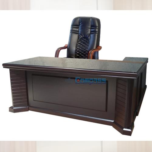 Jual Meja Kerja Direktur L Set Besar Bahan Kayu 180 x 90cm Alas Kaca ...