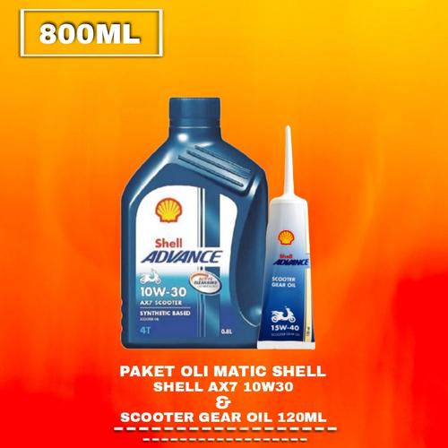 Jual Paket Shell Advance AX7 Scooter 10W30 MB 800ml Matic + Oli gardan ...
