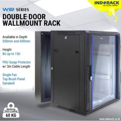 Jual Wallmount Rack INDORACK Double Door Rack 15U Depth 550mm WIR5515D ...