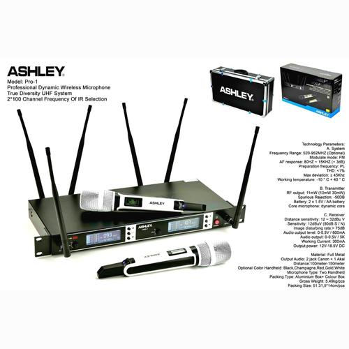 Jual Mic wireless Ashley Pro 1 original bisa ganti frekuensi - gold ...