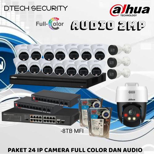 Jual PAKET 24 IP CAMERA DAHUA FULL COLOR+AUDIO 2MP HDD 8TB-SWITCH POE ...