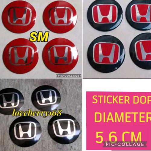 Jual sticker stiker lapisan tutup dop velg logo Honda warna merah ...