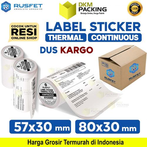 Jual Sticker Label Thermal Paper CONTINUOUS ROLL Resi Barcode RUSFET / DUS - Paper Thermal ...
