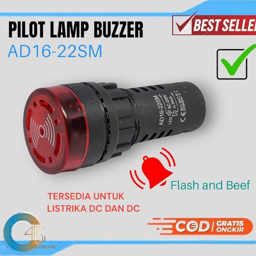 Jual Pilot Lamp Buzzer LED AD16-22SM AC/ACDC 220V - ACDC 24V - Kab ...