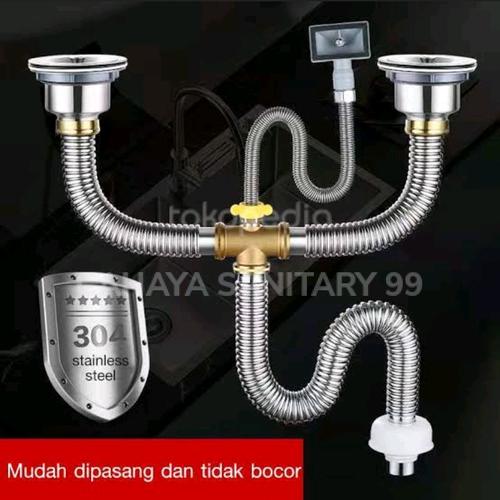 Jual Selang Double Sink Stenlis Flexible Bak Cuci piring Stenlis Anti ...