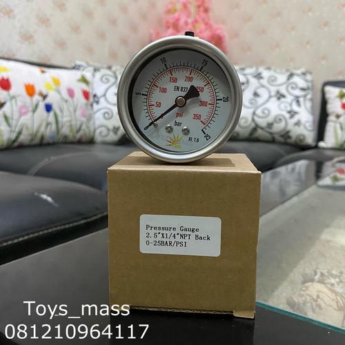 Jual PRESSURE GAUGE 2,5" X 1/4" 25 BAR SS BACK BRAS SUN INSTRUMENT ...