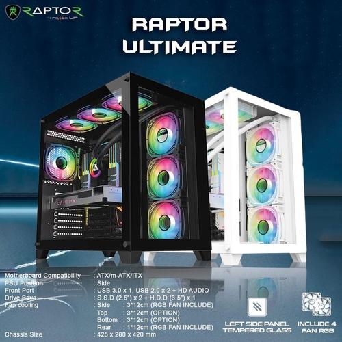 Jual Casing RAPTOR Gaming ULTIMATE- Casing ATX/m-ATX/ITX include 4 FAN ...