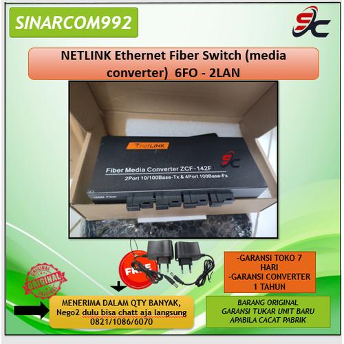 Jual NETLINK Ethernet Fiber Switch (media converter) 6FO - 2LAN ...