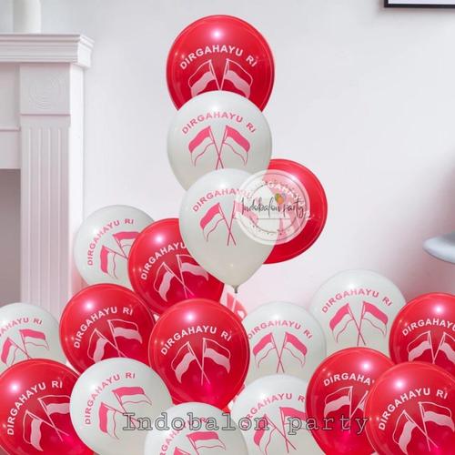 Jual balon latex merah putih DIRGAHAYU RI / balon 17 agustus 12inch ...