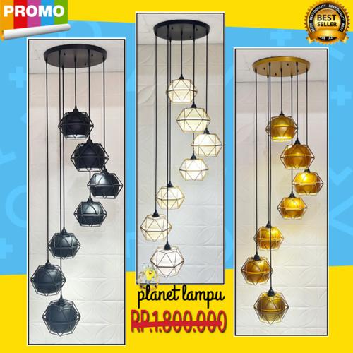Jual Lampu gantung hias minimalis modern ruang tamu hitam putih gold ...