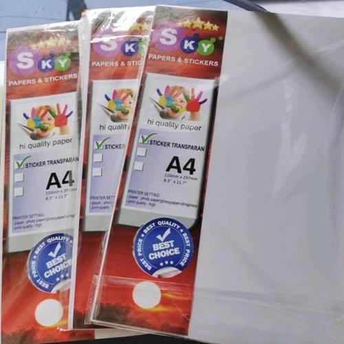 Jual Kertas Sticker Stiker Transparan Glossy Tahan Air Bisa Semua ...